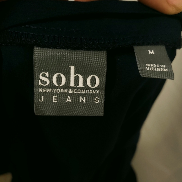 Soho | Tops | Soho Jeans Navy Blue Hilow Hem Blouse Size Med | Poshmark